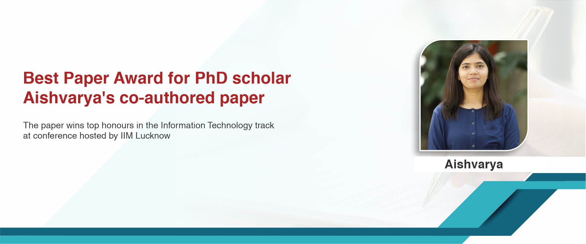 Best Paper Award for PhD scholar Aishvarya’s co-authored paper | IIM ...