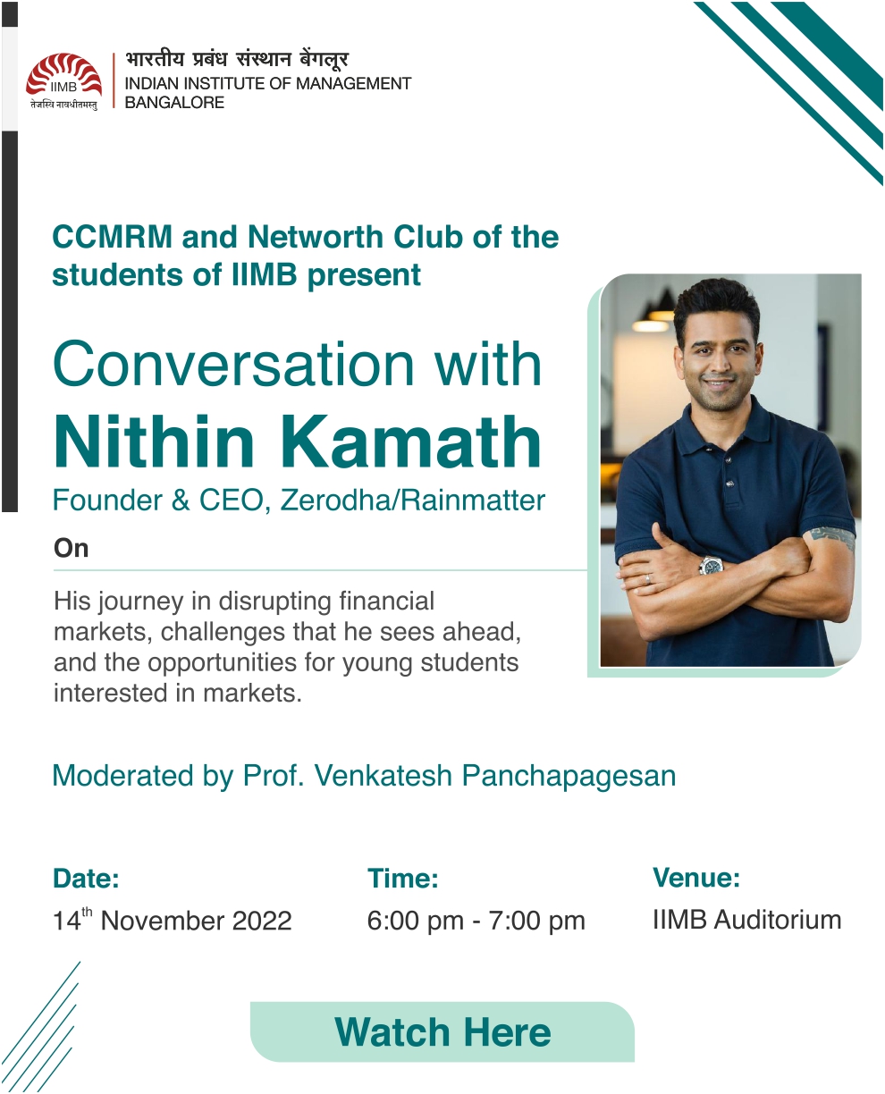 Talk by Nithin Kamath on 14th Nov | IIM Bangalore